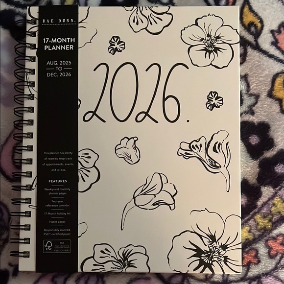 Rae Dunn | Design | Rae Dunn Black And White Floral 226 Planner | Poshmark